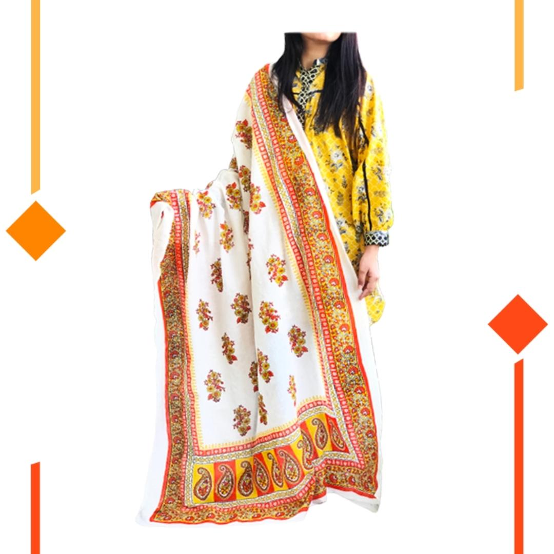 Premium Yellow Block Print Dupatta - Artcraft Pakistan